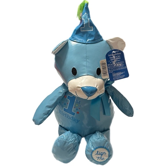 Other | 1st Birthday Blue Autograph Bear | Poshmark